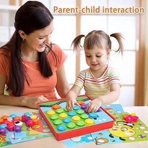 Gxi Button Art Toys Crafts for Toddler Activities Game Peg Board Preschool Toys Mosaic Pegboard for Kids Age 2 3 4 5 6 Girls Boys Gift