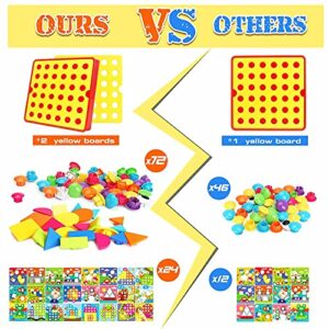 Gxi Button Art Toys Crafts for Toddler Activities Game Peg Board Preschool Toys Mosaic Pegboard for Kids Age 2 3 4 5 6 Girls Boys Gift