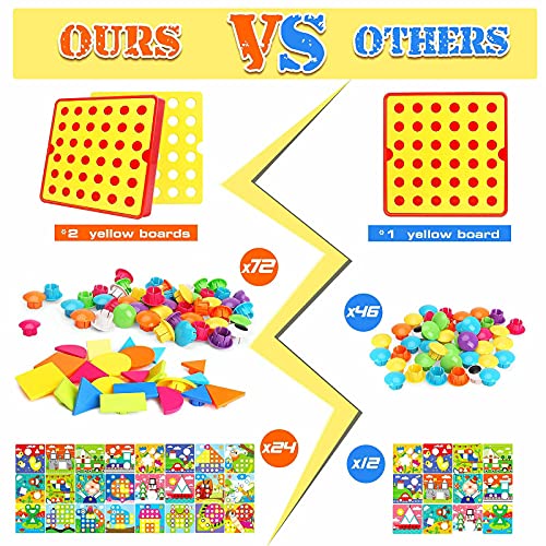 Gxi Button Art Toys Crafts for Toddler Activities Game Peg Board Preschool Toys Mosaic Pegboard for Kids Age 2 3 4 5 6 Girls Boys Gift