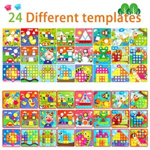 Gxi Button Art Toys Crafts for Toddler Activities Game Peg Board Preschool Toys Mosaic Pegboard for Kids Age 2 3 4 5 6 Girls Boys Gift