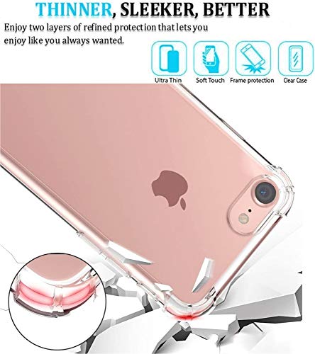 iPhone SE 2nd 2020 New/iPhone SE 3 2022, iPhone 8, iPhone 7 Case, Screen Protector Slim Shock Absorption Reinforced Corner Soft TPU Silicone Clear iPhone SE 3 2022 Case 4.7" (Clear)