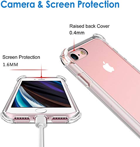 iPhone SE 2nd 2020 New/iPhone SE 3 2022, iPhone 8, iPhone 7 Case, Screen Protector Slim Shock Absorption Reinforced Corner Soft TPU Silicone Clear iPhone SE 3 2022 Case 4.7" (Clear)