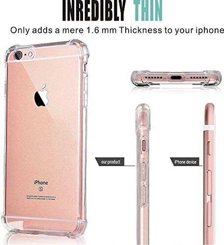 iPhone SE 2nd 2020 New/iPhone SE 3 2022, iPhone 8, iPhone 7 Case, Screen Protector Slim Shock Absorption Reinforced Corner Soft TPU Silicone Clear iPhone SE 3 2022 Case 4.7" (Clear)