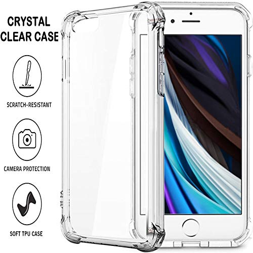 iPhone SE 2nd 2020 New/iPhone SE 3 2022, iPhone 8, iPhone 7 Case, Screen Protector Slim Shock Absorption Reinforced Corner Soft TPU Silicone Clear iPhone SE 3 2022 Case 4.7" (Clear)