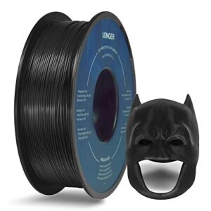 longer pla 3d printer filament, 1.75mm pla filament, dimensional accuracy +/- 0.03 mm, 1kg spool, black