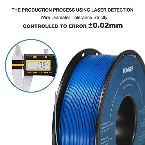 Longer PLA 3D Printer Filament, 1.75mm PLA Filament, Dimensional Accuracy +/- 0.03 mm, 1kg Spool, Black