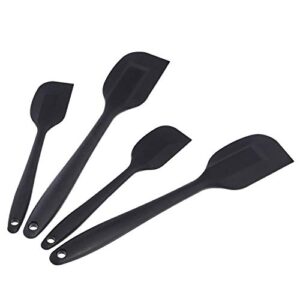 amazoncommercial non-stick heat resistant silicone spatula set, 2 small & 2 large spatulas, black, pack of 4