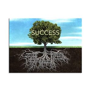 VIIVEI Success Tree Motivational Canvas Wall Art Inspiring Inspirational Entrepreneur Quotes Print Poster Painting Modern Success Quotes Wall Decoration for Home Office Classroom Framed Ready to Hang