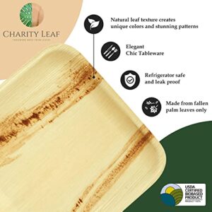 Charity Leaf Disposable Palm Leaf 12" Round Plates (25 pieces) Bamboo Like Serving Platters, Disposable Boards, Eco-Friendly Dinnerware For Weddings, Catering, Events