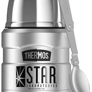 The Flash S.T.A.R. Labs Logo, THERMOS STAINLESS KING Stainless Steel Food Jar with Folding Spoon, Vacuum insulated & Double Wall, 16oz