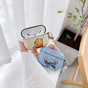 Soft TPU Case with Charm and Keychain for Apple AirPods 1 2 1st 2nd Generation Model Yellow Winnie The Pooh Bear Laugh Cute Lovely Adorable Kawaii Girls Kids Boys