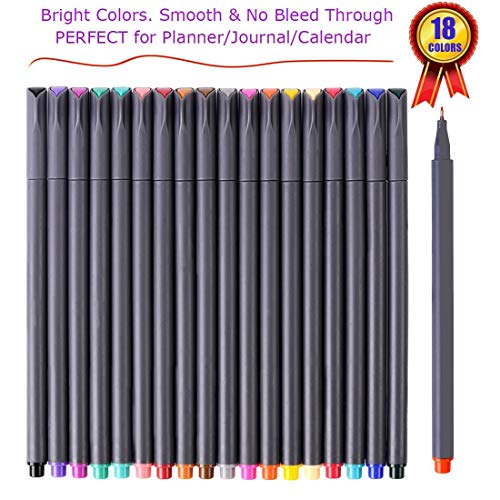 iBayam 18-Colors Fine Tip Pens with 3-Pack Mutipurpose scissors