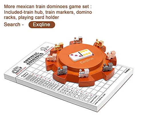 Exqline Mexican Train Dominoes Accessories - with 6.5" Mexican Train Hub Centerpiece, 8 Metal Mexican Train Markers and 70-Sheets Mexican Train Score Pads Great Mexican Train Dominoes Set.