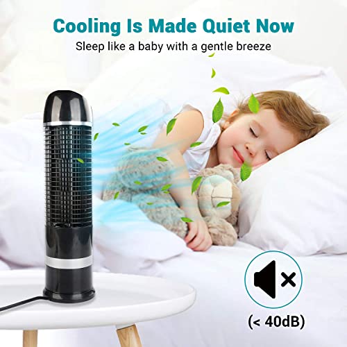 DR.PREPARE Oscillating Tower Fan, Desk Table Fan with 3 Speeds, Quiet Cooling, 60° Oscillation, 16 Inch Personal Small Bladeless for Bedroom Home Office Desktop