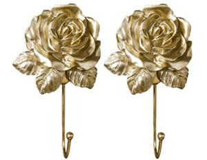 rose wall hooks coat rack hat hooks wall mounted cute wall decor- decorative hook 2 pcs for hanging bathroom kitchen room towels keys coats hats bags