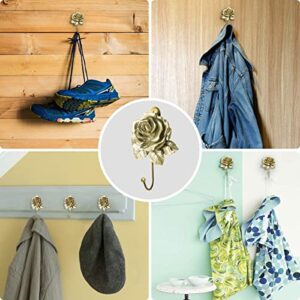 Rose Wall Hooks Coat Rack Hat Hooks Wall Mounted Cute Wall Decor- Decorative Hook 2 Pcs for Hanging Bathroom Kitchen Room Towels Keys Coats Hats Bags