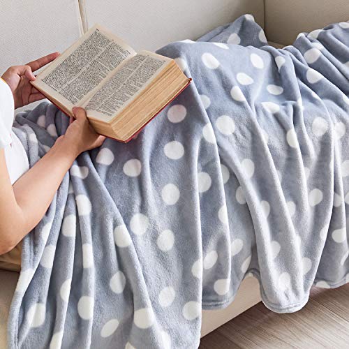 YuanKanJu DAKANG Plush Throw Blanket, Fleece Throw Blanket for Couch 50" x 60" - Soft Microfiber Cozy Lightweight Printed All Season Bed Throw Blanket, Polka Dot Grey