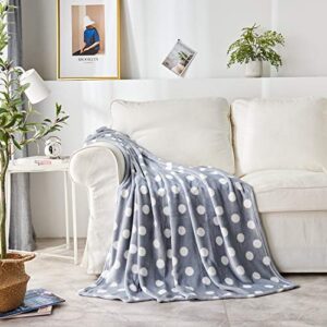 YuanKanJu DAKANG Plush Throw Blanket, Fleece Throw Blanket for Couch 50" x 60" - Soft Microfiber Cozy Lightweight Printed All Season Bed Throw Blanket, Polka Dot Grey