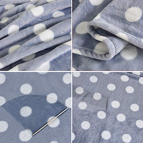 YuanKanJu DAKANG Plush Throw Blanket, Fleece Throw Blanket for Couch 50" x 60" - Soft Microfiber Cozy Lightweight Printed All Season Bed Throw Blanket, Polka Dot Grey