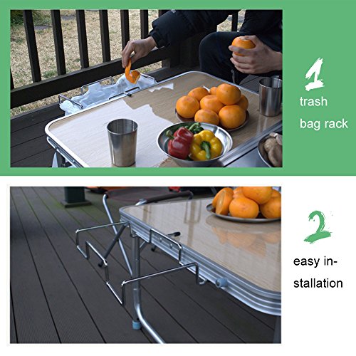 Trash Bag Table Holder,Portable Plastic Bag Trash Can Bracket Space Saving Tabletop Mount Garbage Bag Hanging Rack for Indoor Kitchen Outdoor Camping Picnics,13.6” X 10.2” X 1.8”