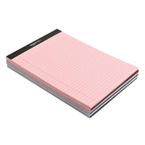 Amazon Basics Wide Ruled 8.5 x 11.75-Inch 50-Sheet Lined Writing Note Pad, Assorted Colors - Pack of 6