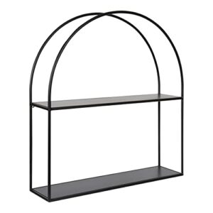 kate and laurel monroe modern arch wall shelf, 24" x 26", black, chic decorative geometric shelf for wall