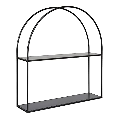 Kate and Laurel Monroe Modern Arch Wall Shelf, 24" x 26", Black, Chic Decorative Geometric Shelf for Wall