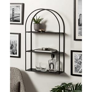 Kate and Laurel Monroe Modern Arch Wall Shelf, 24" x 26", Black, Chic Decorative Geometric Shelf for Wall