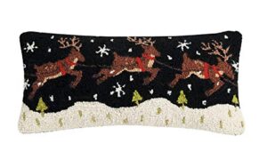 peking handicraft 31tg30c18ob prancing reindeer holiday hook pillow, 18-inch long