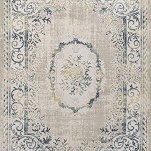 JONATHAN Y MDP401A-4 Rosalia Cottage Medallion Indoor Area-Rug Vintage Bohemian Easy-Cleaning Bedroom Kitchen Living Room Non Shedding, 4 ft x 6 ft, Ivory/Navy