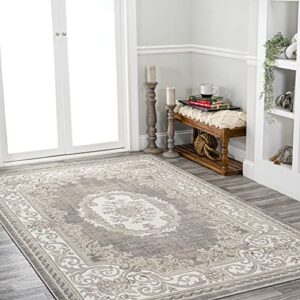 JONATHAN Y MDP401A-4 Rosalia Cottage Medallion Indoor Area-Rug Vintage Bohemian Easy-Cleaning Bedroom Kitchen Living Room Non Shedding, 4 ft x 6 ft, Ivory/Navy