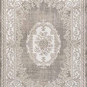 JONATHAN Y MDP401A-4 Rosalia Cottage Medallion Indoor Area-Rug Vintage Bohemian Easy-Cleaning Bedroom Kitchen Living Room Non Shedding, 4 ft x 6 ft, Ivory/Navy