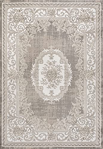 JONATHAN Y MDP401A-4 Rosalia Cottage Medallion Indoor Area-Rug Vintage Bohemian Easy-Cleaning Bedroom Kitchen Living Room Non Shedding, 4 ft x 6 ft, Ivory/Navy