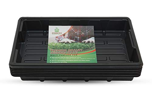 Germinator 6 Pack Premium Quality Seedling Trays, Microgreens Growing Trays, No Drain Holes, Heavy Duty, Durable Plastic, 1.5mm Thick, Plants Drip Tray, Best for Sprouting Vegetables and Wheatgrass