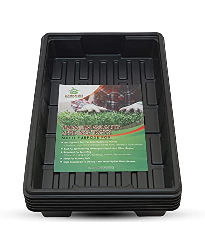 Germinator 6 Pack Premium Quality Seedling Trays, Microgreens Growing Trays, No Drain Holes, Heavy Duty, Durable Plastic, 1.5mm Thick, Plants Drip Tray, Best for Sprouting Vegetables and Wheatgrass