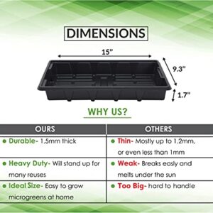 Germinator 6 Pack Premium Quality Seedling Trays, Microgreens Growing Trays, No Drain Holes, Heavy Duty, Durable Plastic, 1.5mm Thick, Plants Drip Tray, Best for Sprouting Vegetables and Wheatgrass