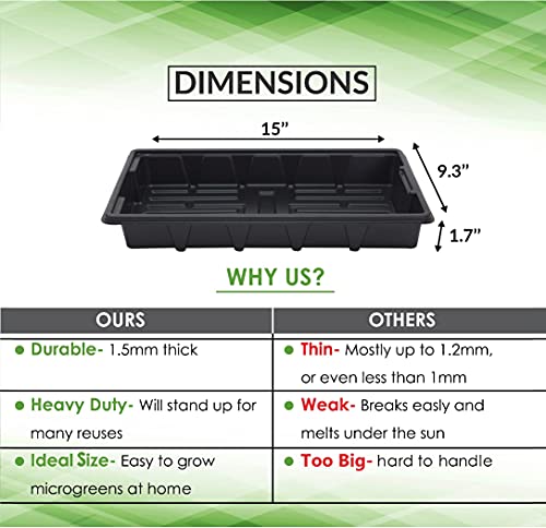 Germinator 6 Pack Premium Quality Seedling Trays, Microgreens Growing Trays, No Drain Holes, Heavy Duty, Durable Plastic, 1.5mm Thick, Plants Drip Tray, Best for Sprouting Vegetables and Wheatgrass