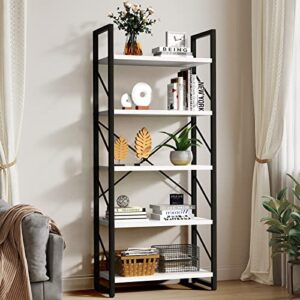 yitahome 5 tiers bookshelf, classically modern bookshelf, book rack, storage rack shelves in living room/home/office, books holder organizer for books/movies - white