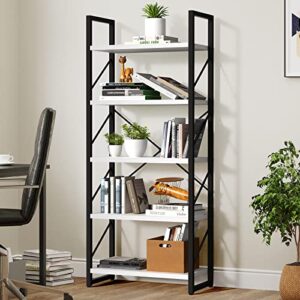 YITAHOME 5 Tiers Bookshelf, Classically Modern Bookshelf, Book Rack, Storage Rack Shelves in Living Room/Home/Office, Books Holder Organizer for Books/Movies - White