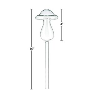 Kingbuy Self Watering Globes Plant Waterer Device Mushroom Shape Hand Blown Clear Glass Bulb for Indoor Outdoor Plants, 4 Pack