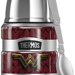 THERMOS Justice League Movie Wonder Woman Logo, STAINLESS KING Stainless Steel Food Jar with Folding Spoon, Vacuum insulated & Double Wall, 16oz