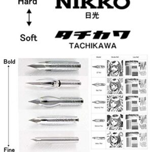 Tachikawa Pen Nib Holder(T-40) + Nikko G Pen Nib Pack of 10(NG-10),and Anti Rust Paper included