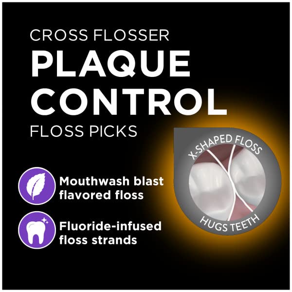 DenTek Cross Flosser Plaque Control Floss Picks, X-Shaped Floss, 75 Count, (Pack of 4)