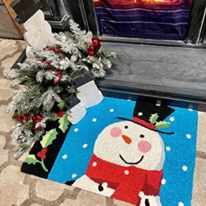 Holly Jolly Snowman Holiday Machine Washable 20" x 30" Jellybean Accent Rug