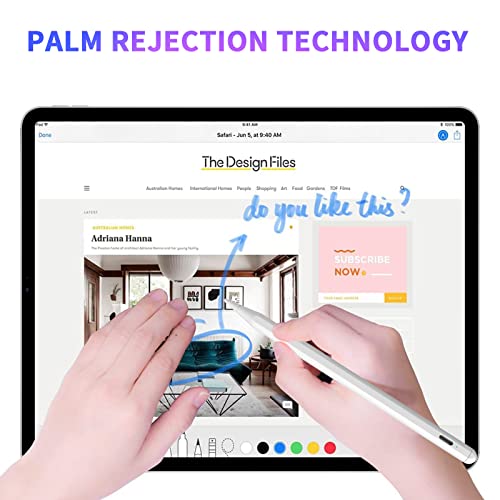 Pencil Stylus for iPad 10th Generation，Palm Rejection Stylus Pen Compatible with iPad Pro 11 inch/iPad Pro 12.9 inch 5th 6th Gen/iPad 10th 9th 8th Gen/iPad Mini 6th Gen/iPad Air 5th Gen (White)