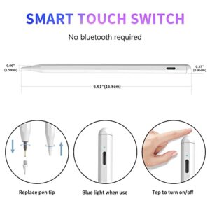 Pencil Stylus for iPad 10th Generation，Palm Rejection Stylus Pen Compatible with iPad Pro 11 inch/iPad Pro 12.9 inch 5th 6th Gen/iPad 10th 9th 8th Gen/iPad Mini 6th Gen/iPad Air 5th Gen (White)