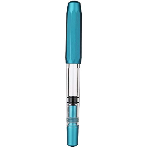 czxwyst T1 Piston Metal Fountain Pen Large-Capacity Ink Pen Original Box (Blue, Fine Nib 0.6mm)