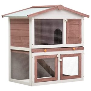 vidaxl solid pinewood outdoor rabbit hutch 3-door bunny pet house multi colors