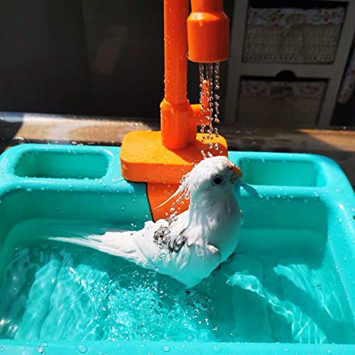 SGQCAR Pet Parrots Bathtub Pretend Play Kitchen Sink Toy Electric Dishwasher Playing Toy Parrot Bathtub with Faucet Bird Bathing Box Bird Feeder Bird Bathroom Toys Green