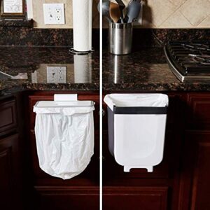 T-Roy Products Hanging & Folding Trash Can - White - Kitchen, Garage, Dorm, Bathroom - Collapsible Garbage Bin - Outdoor Compost - Hanging Cabinet - Plastic - Space Saver